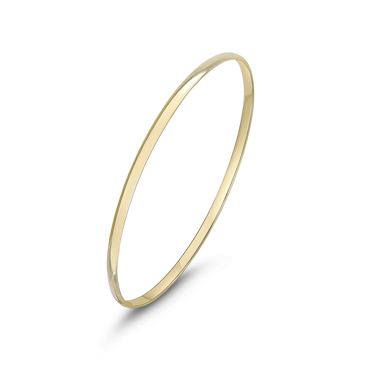 9CT Yellow Gold 3mm D Shape Solid Oval Bangle – Herbert Marx