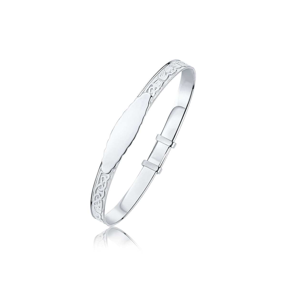 Silver 5.2mm Claddagh Ring Baby Bangle with ID Engraving Plate – Herbert Marx
